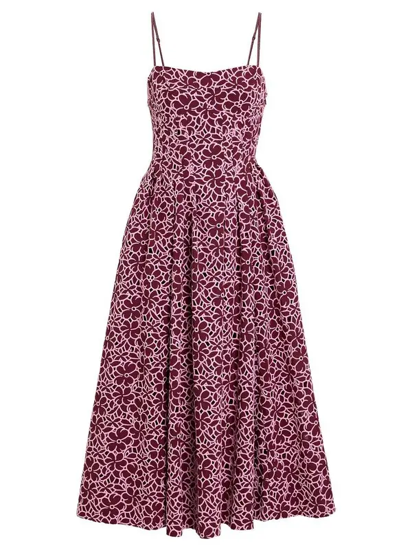 Simkhai Kittiya Broderie Anglaise Cotton Midi Dress - Burgundy