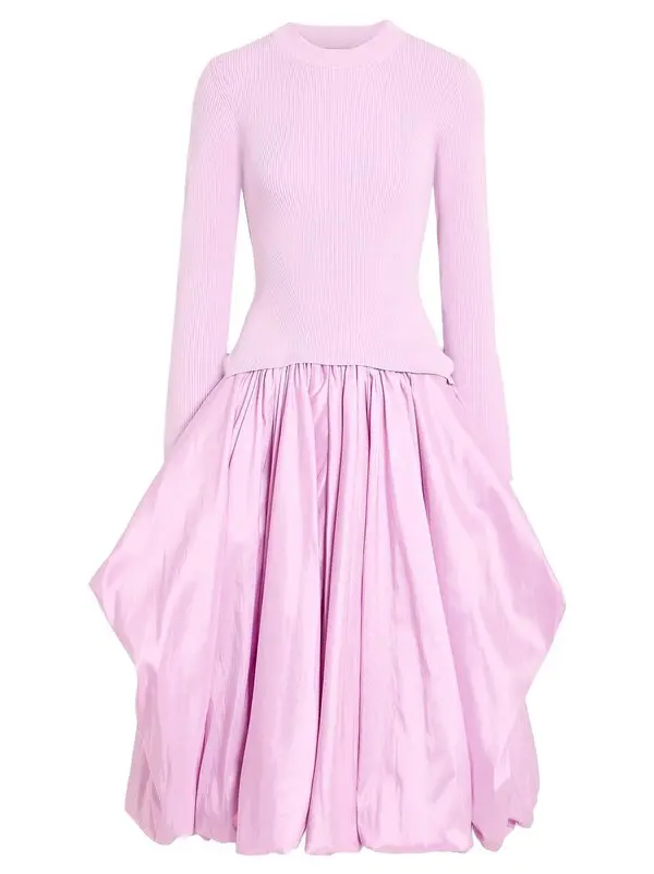 Simkhai Izzy Ribbed-knit And Taffeta Midi Dress - Lilac