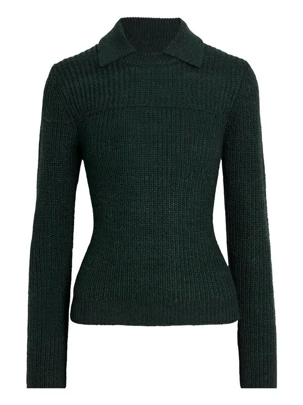 Rag & Bone Madix Ribbed-knit Polo Sweater - Dark Green