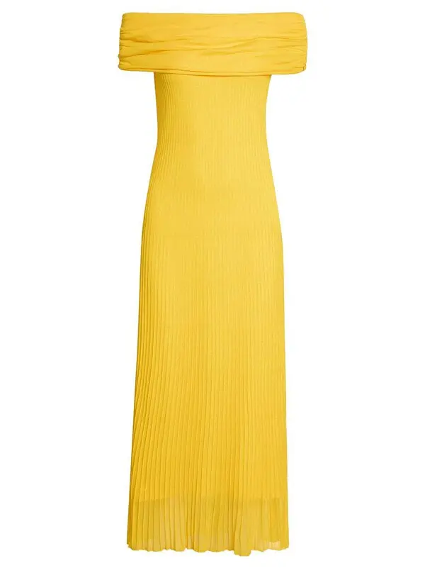 Simkhai Laurelle Off-the-shoulder Ribbed-knit Maxi Dress - Yellow