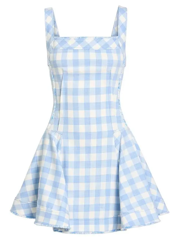 Simkhai Hannalie Gingham Woven Mini Dress - Light Blue