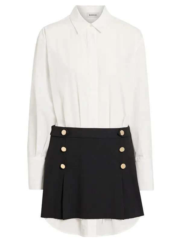 Simkhai Poplin And Twill Mini Shirt Dress - White