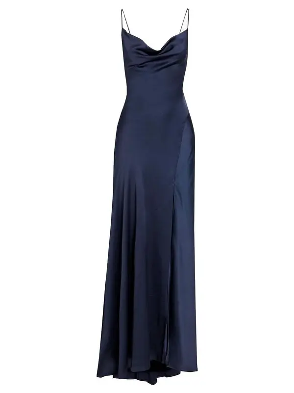 Simkhai Finley Draped Satin Gown - Midnight Blue