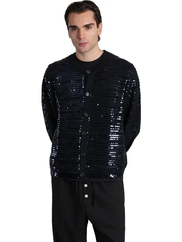 BODE Cardigan In Wool With Sequins - Black