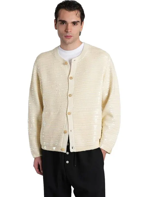 BODE Wool Cardigan With Sequins - Beige
