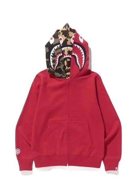 BAPE Shark Full Zip Double Hoodie - Red