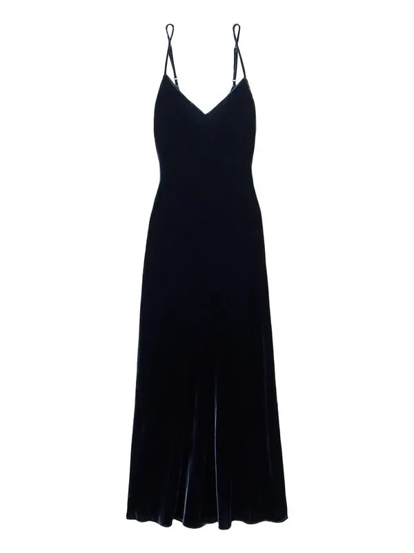 Olivia Von Halle Garbo Silk-velvet Nightdress - Blue