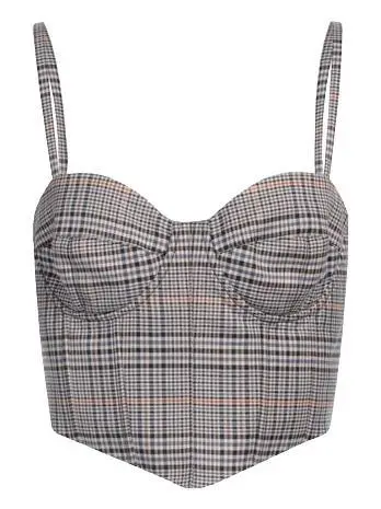 DONDUP Houndstooth Twill Corset Top - Navy
