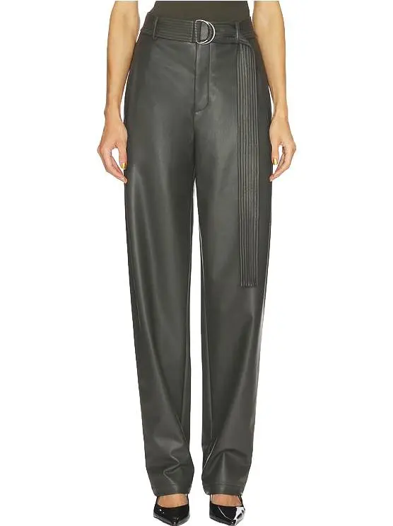 Lapointe Faux Leather Belted Tapered Pant - Pine