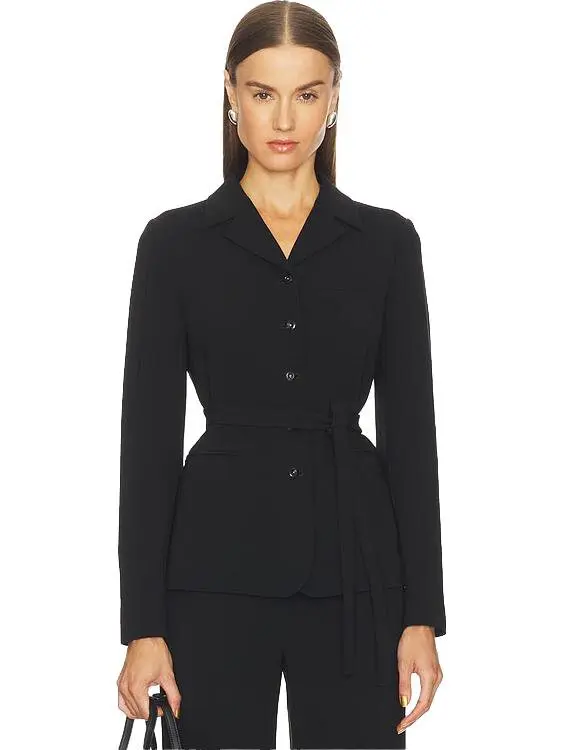 Theory Tie Waist Crepe Jacket - Black