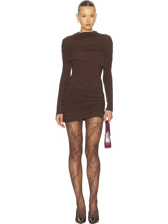Line & Dot Lior Draped Mini Dress - Brown