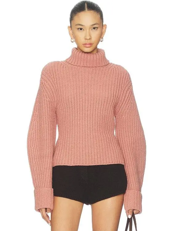 LOVERS AND FRIENDS Aimee Mock Neck Sweater - Dusty Pink