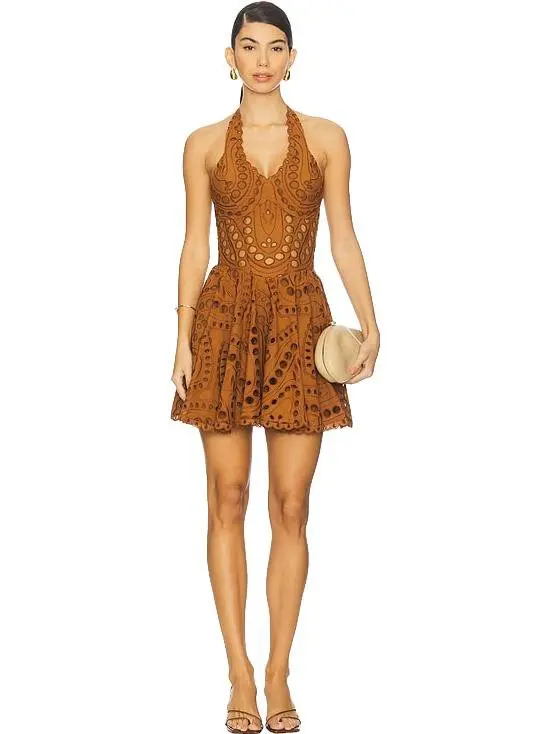 Charo Ruiz Ibiza Sandlight Short Dress - Brown Sealace