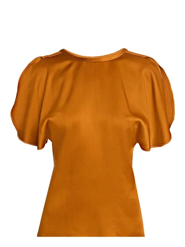Victoria Beckham Draped Split-sleeve Satin Blouse - Bronze