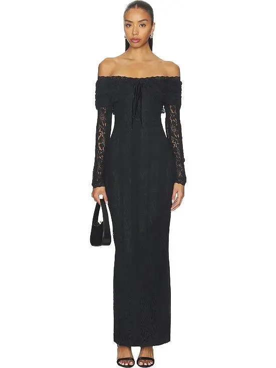 MORE TO COME Annabelle Off Shoulder Maxi - Black