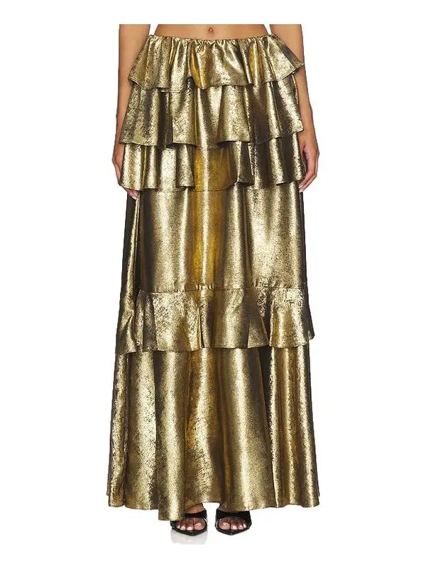 AKNVAS Vilhelmine Tiered Skirt - Metallic Gold