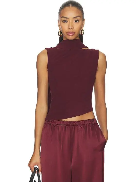 MADISON THE LABEL Netta Scarf Top - Merlot