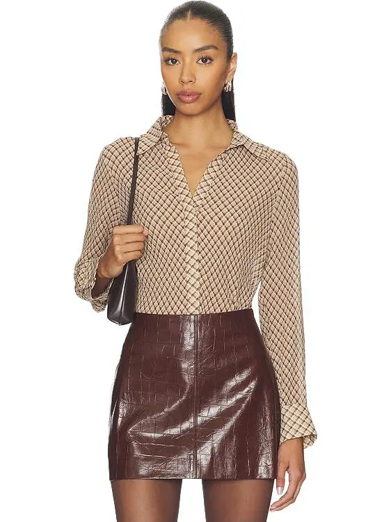 Astr The Label Laurel Top - Brown Plaid