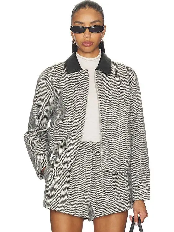 Astr The Label Nelly Jacket - Grey Herringbone