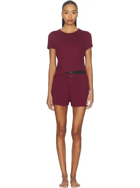 Lunya Rib Tee Short Set - Calliope Wine