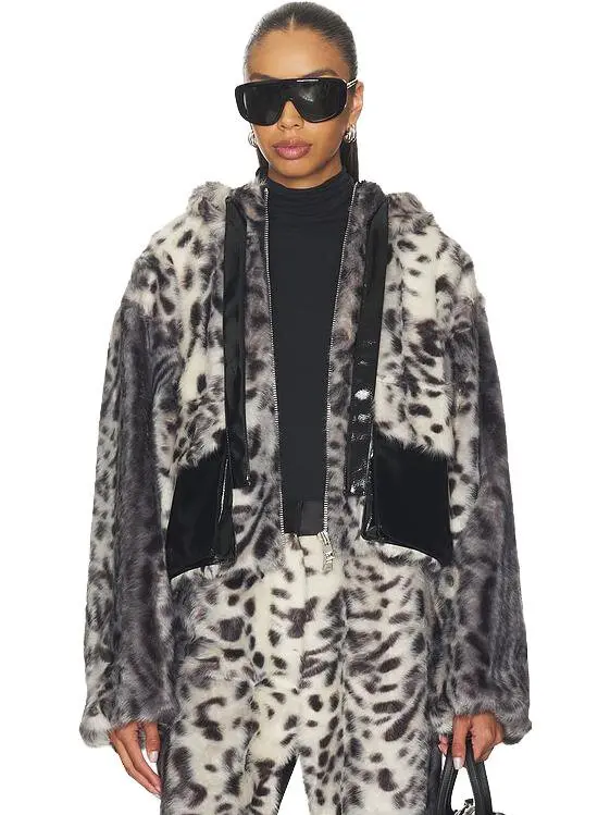 AKNVAS Hesse Faux Fur Leopard Jacket - Leopard Black & White