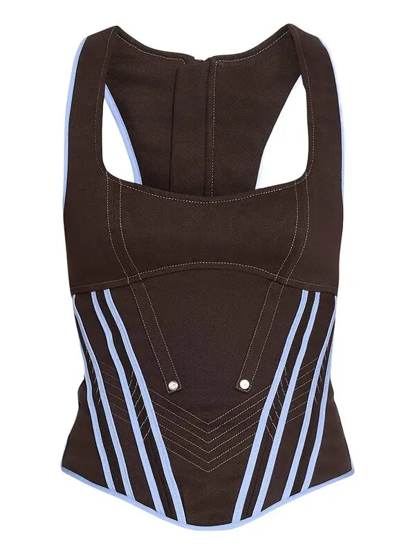 JANE WADE Racerback Denim Bustier Top - Espresso