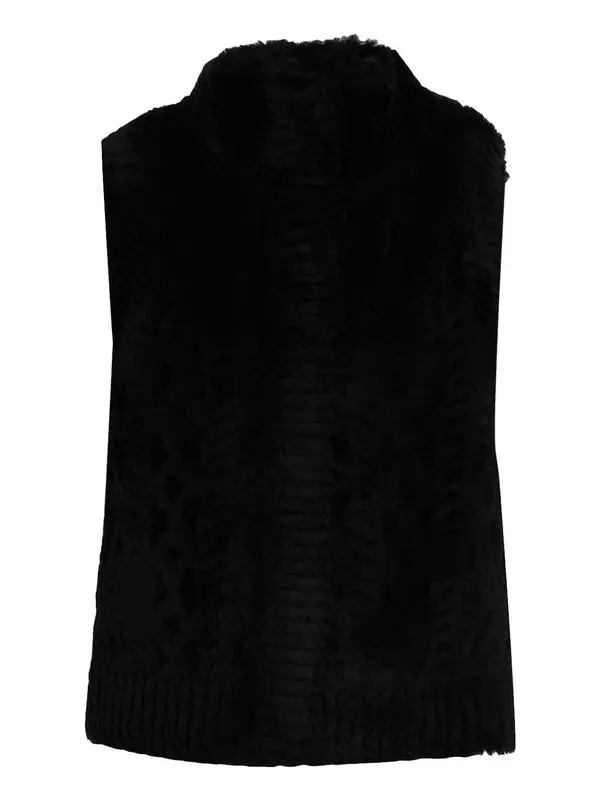 Jocelyn Faux Fur Sleeveless Cardigan - Black