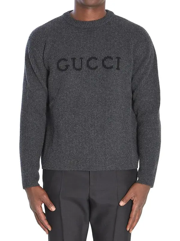 Gucci Wool Cashmere Rib Knit Sweater - Grey