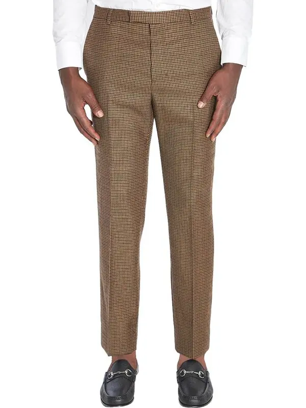 Gucci Wool Tweed Regular Fit Trousers - Beige