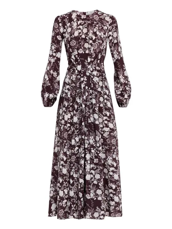 Adam Lippes Paravicini Floral Silk Maxi Dress - Aubergine/