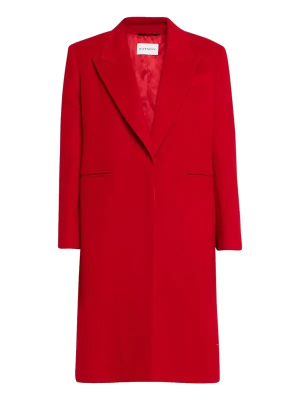 Givenchy Single-breasted Mid-length Wool Coat - Dark Red