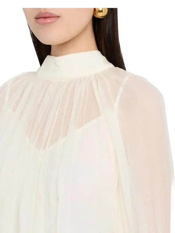 Staud Roux Chiffon High-neck Top - Ivory