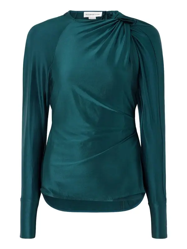 Victoria Beckham Twisted Satin Top - Blue