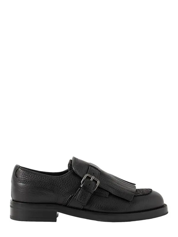 Church's Piper Fringed Textured-leather Brogues - Black