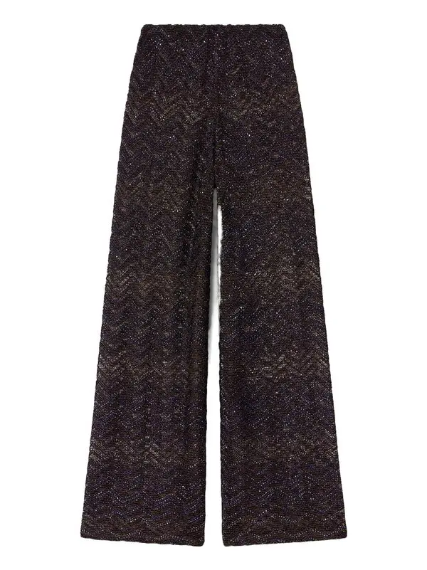 Missoni Sequin-embellished Crochet-knit Wide-leg Pants - Brown