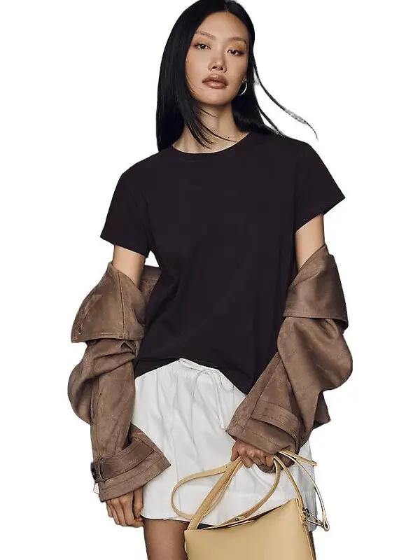 AGOLDE Adine Longline Organic Cotton T-shirt Top - Eggplant