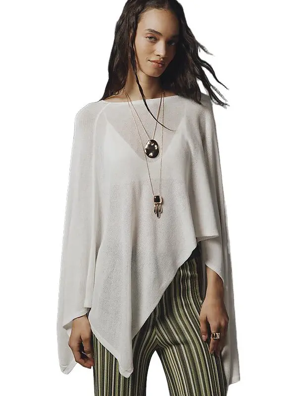 MARE MARE Thin Knit Poncho - White