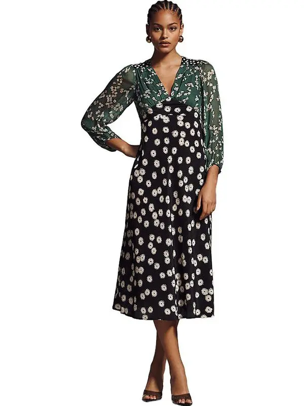 Rixo Kaila Petite Silk Blend Maxi Dress - Green Pattern
