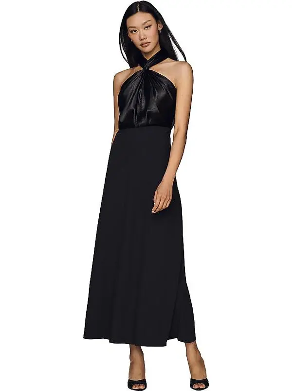 BL-NK Halter Twofer Maxi Dress - Black