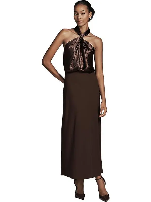 BL-NK Franzia Halter Maxi Dress - Brown
