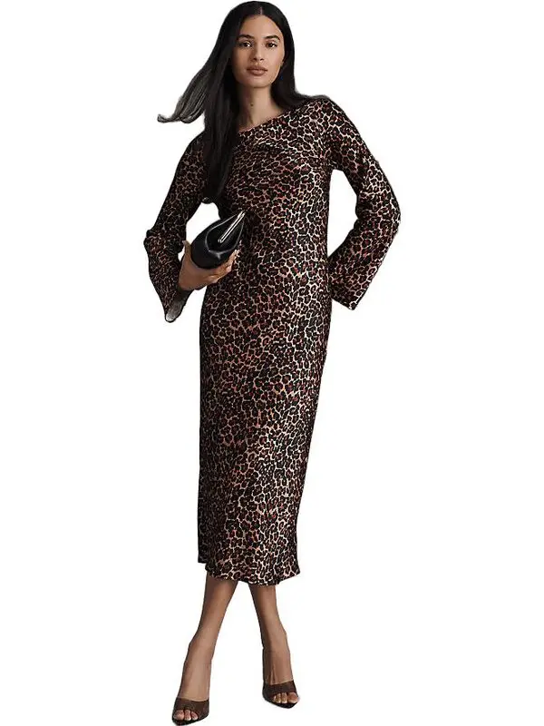 NATION LOS ANGELES Assaka Long-sleeve Midi Dress - Leopard