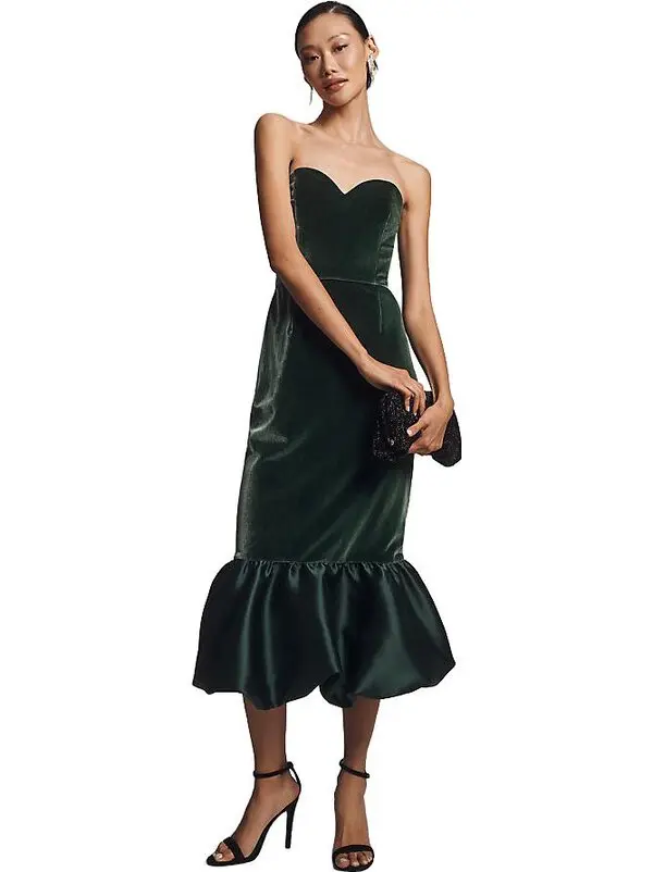 HUTCH Laken Strapless Sweetheart Midi Dress - Green
