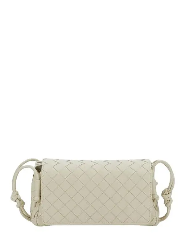 Bottega Veneta Nappa Leather Clutch With Intrecciato Pattern - White