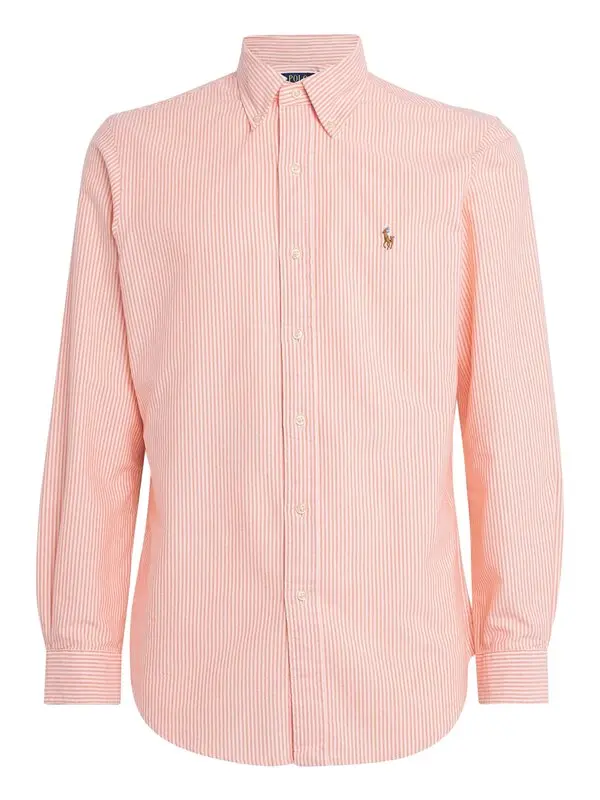 Polo Ralph Lauren Custom Fit Stripe Oxford Shirt - Orange