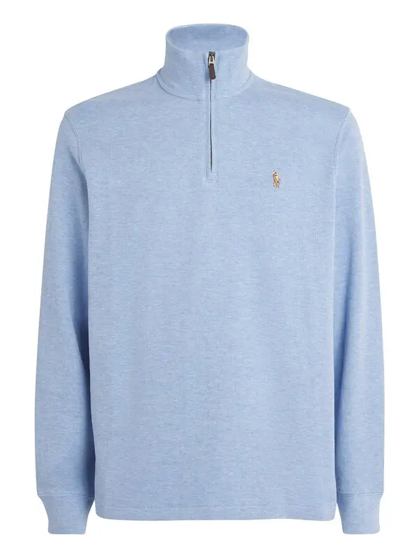 Polo Ralph Lauren Cotton Quarter-zip Sweater With Logo - Blue