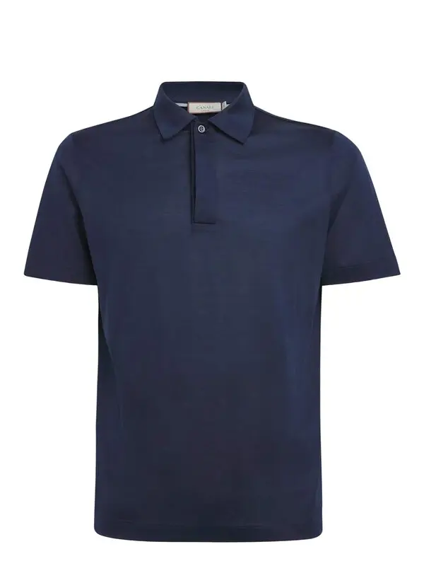 Canali Mercerised Cotton Polo Shirt - Navy