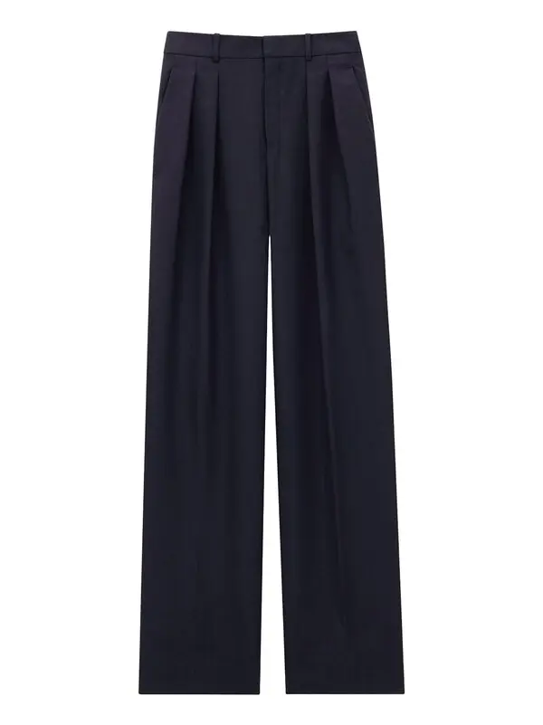 Saint Laurent Wool Chiné Trousers - Blue