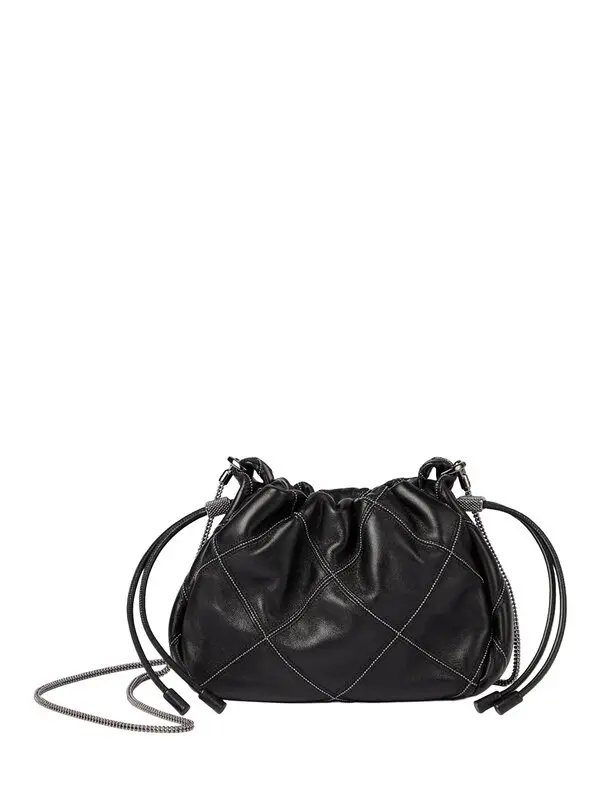 Brunello Cucinelli Mini Leather Bucket Bag - Black