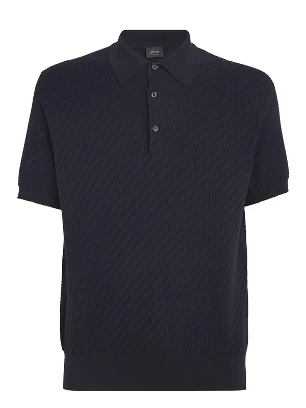 Brioni Cotton-silk-cashmere Polo Shirt - Blue