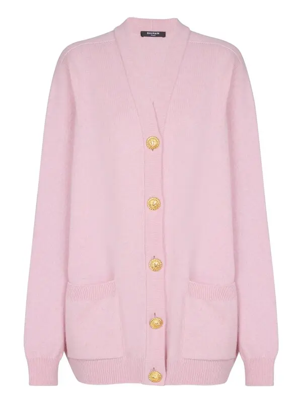 Balmain Cashmere-virgin Wool Cardigan - Pink